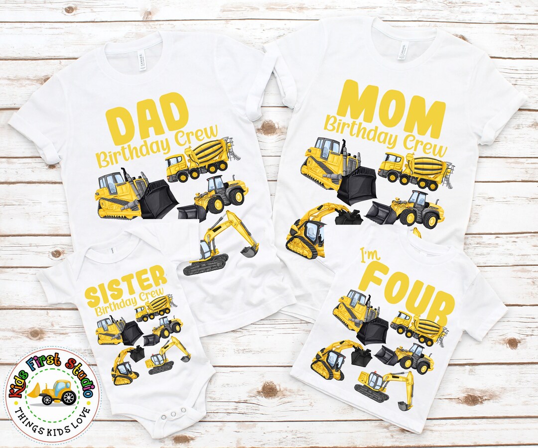 Construction Vehicles Birthday Family Shirts, Matching Family Bday ...