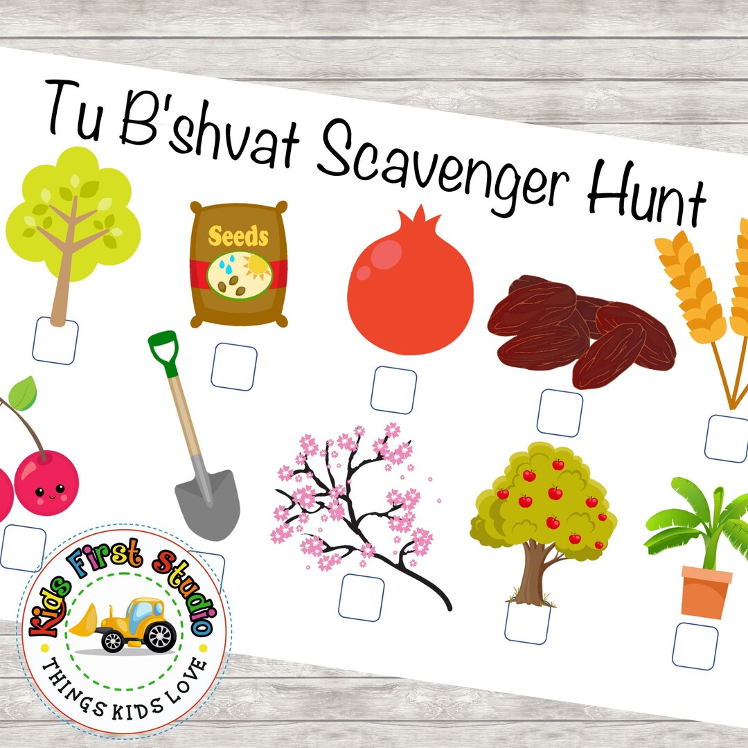 Tu Bishvat Scavenger Hunt Kids Tu B'shvat Game Printable Printable Tu ...