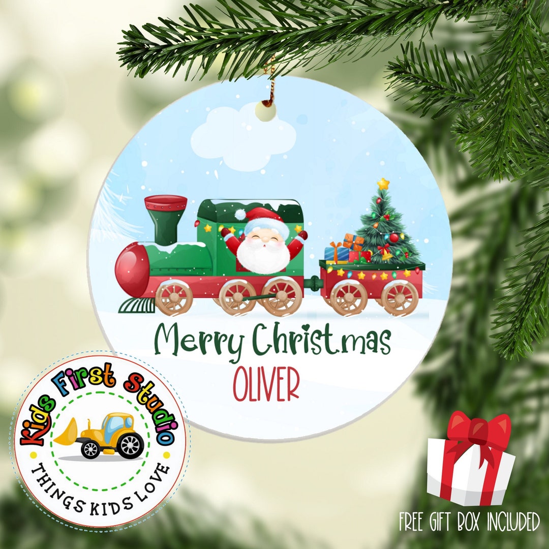 Merry Christmas Santa Train Ornament, Personalized Name Ornament ...
