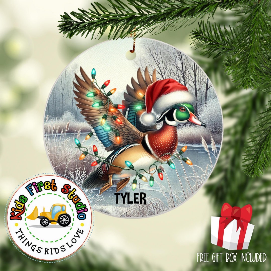 Flying Christmas Duck Ornament, Santa Wood Duck Christmas Tree Ornament ...