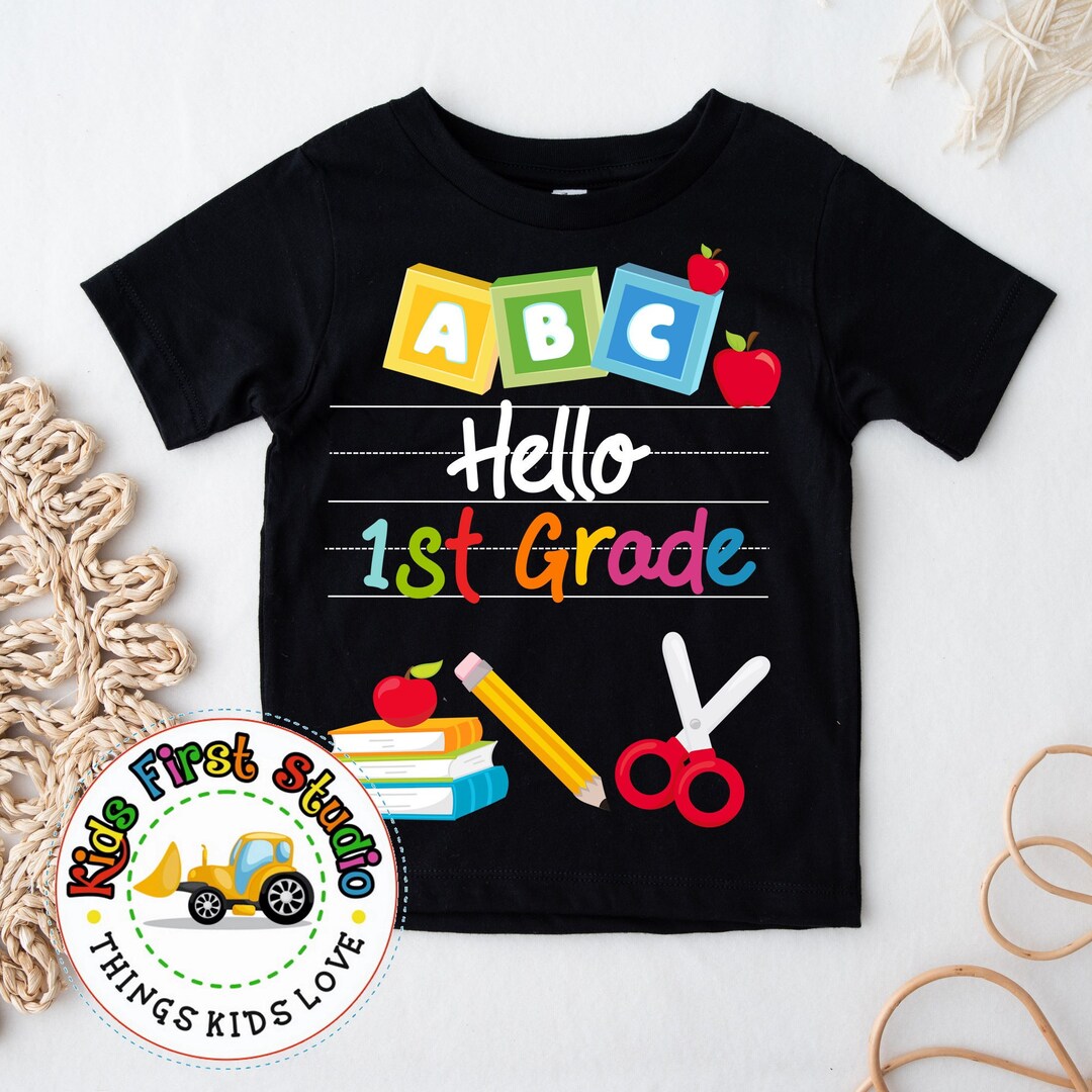 Hello 1st Grade PNG Back to School Sublimation Digital Download Shirt ...
