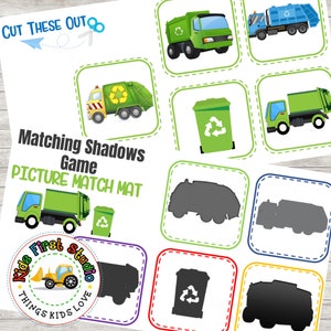Garbage Trucks Busy Activity Book Matching Activity & Memory Game for ...