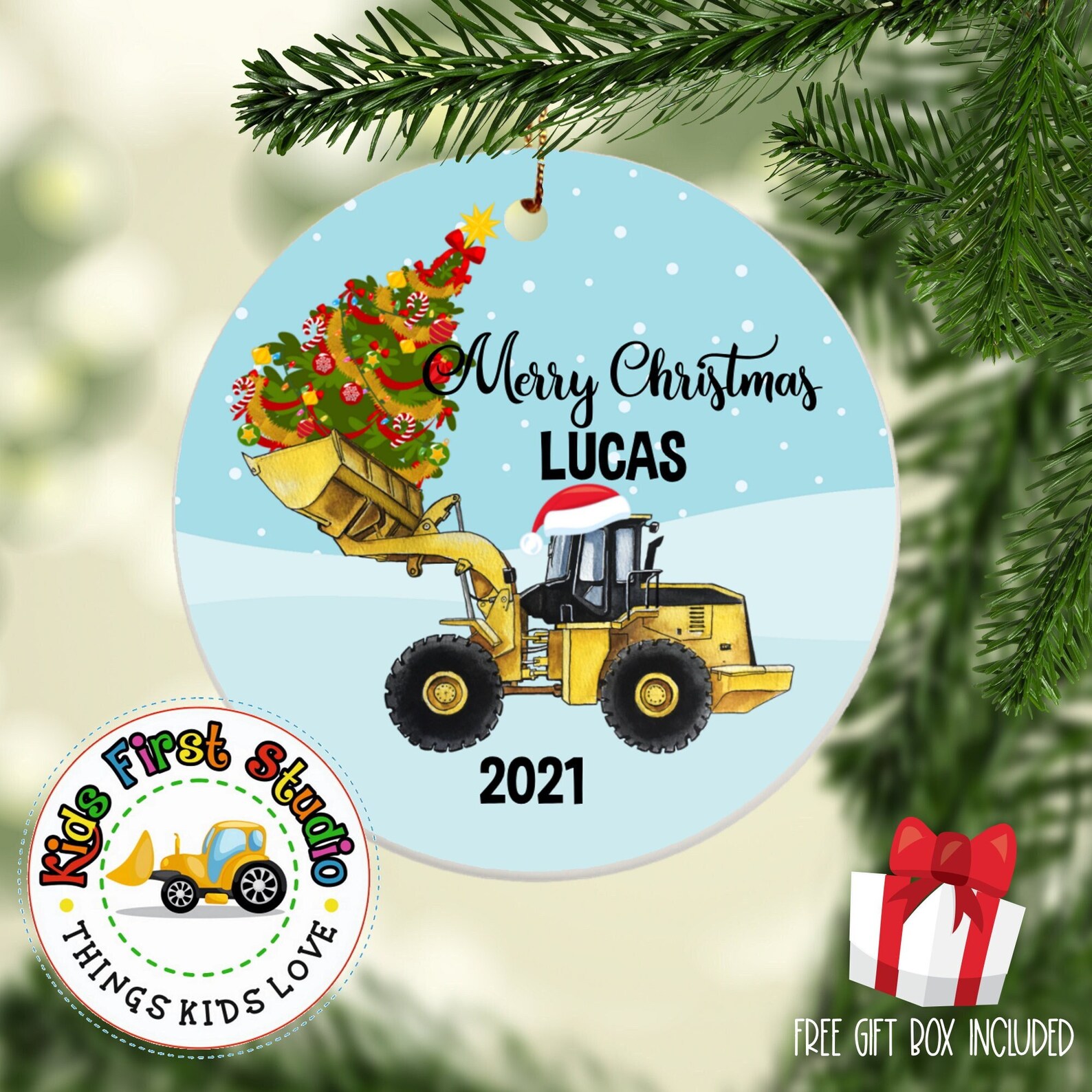 Digger Loader Christmas Ornament Personalized Boy Ornament - Etsy