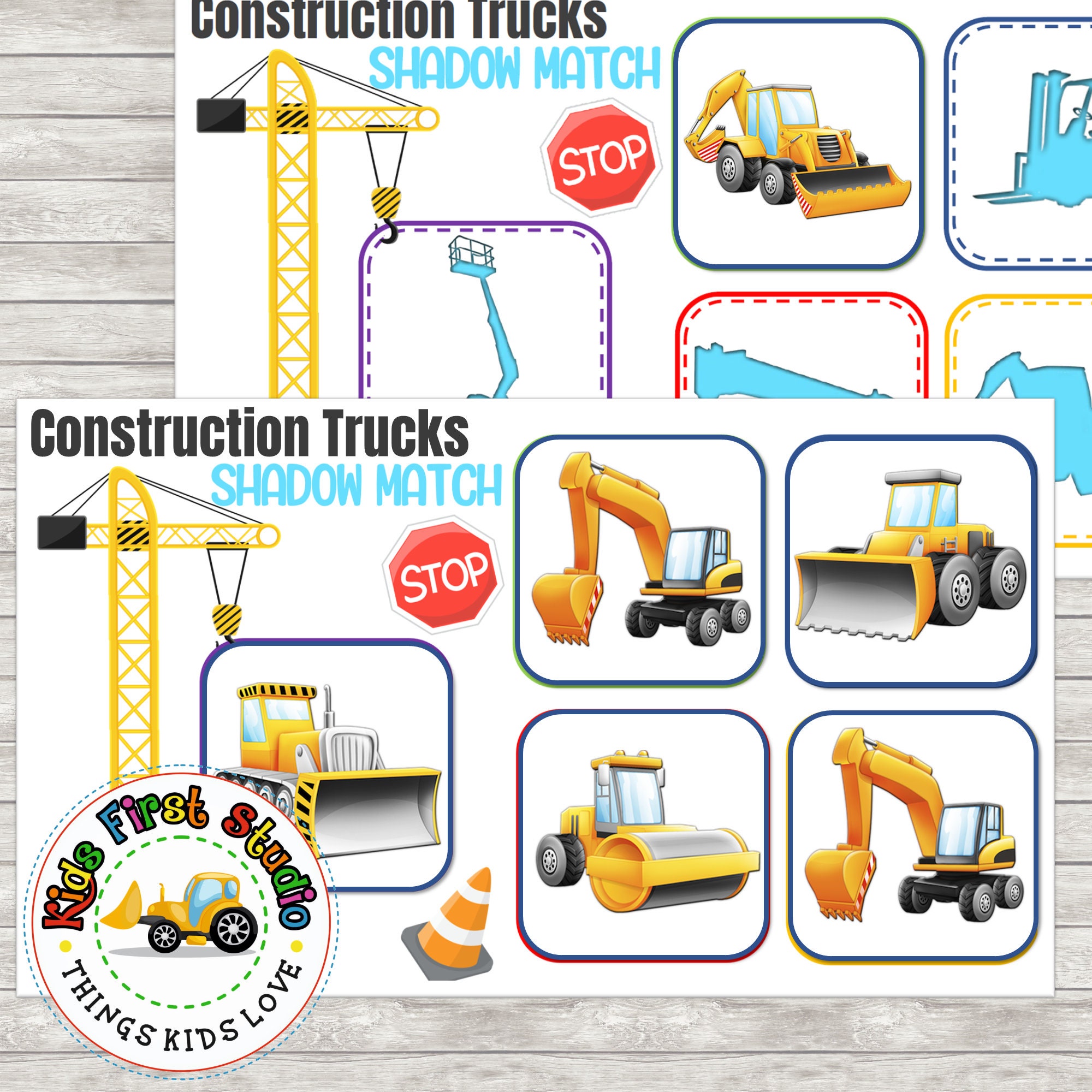 Construction Trucks Busy Activity Book Shadow Matching - Etsy