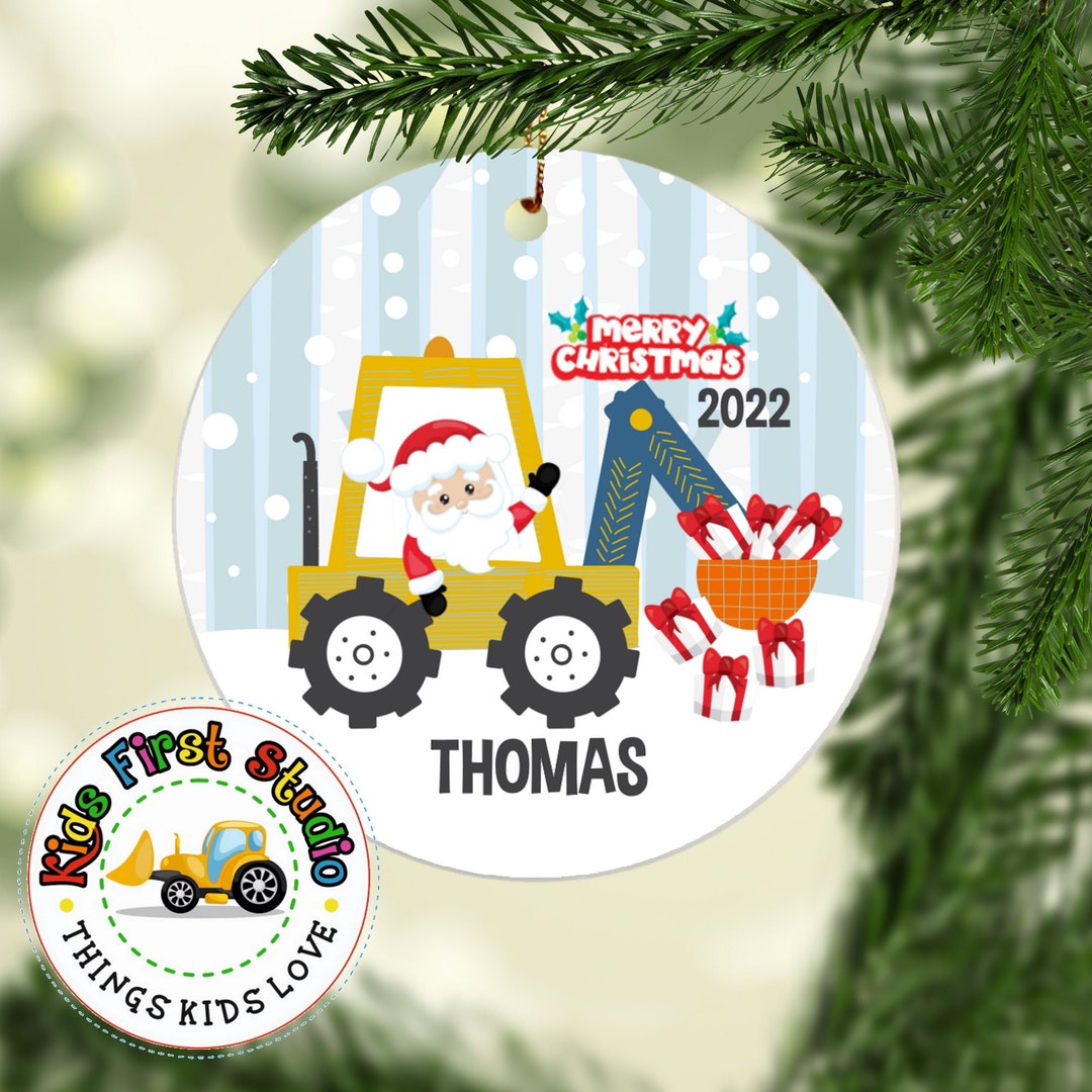 Digger Excavator Christmas Ornament, Personalized Boy Ornament ...