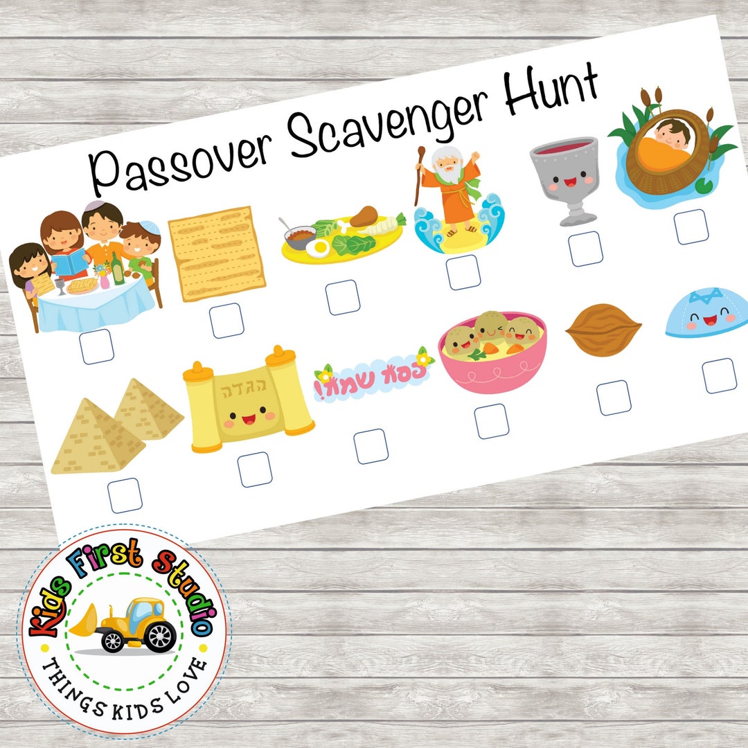 Passover Scavenger Hunt - Kids Pesach Game Printable Printable Passover ...
