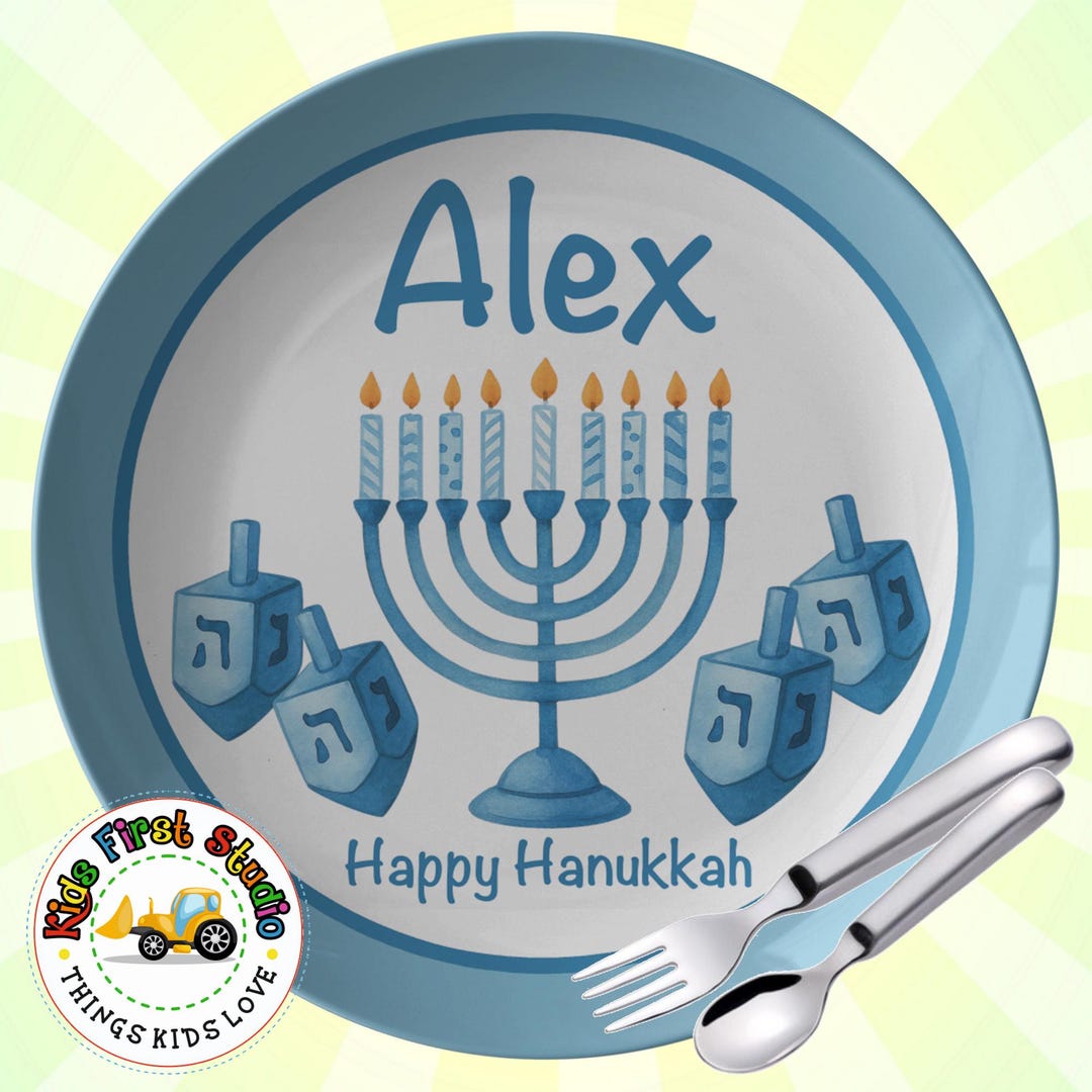Personalized Hanukkah Food Plate Toddler Kids Hanukkah Gift Happy ...