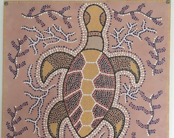 Aboriginal and Torres Strait Islander Art Turtle on the reef | Etsy