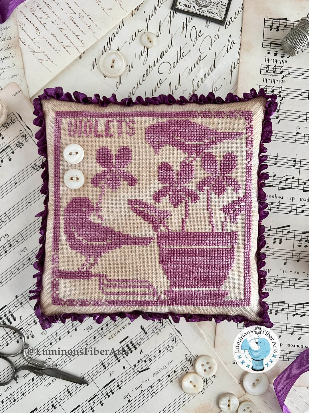 DIGITAL PDF Pattern Download: Gathering Violets Cross Stitch by Luminous Fiber Arts - Etsy