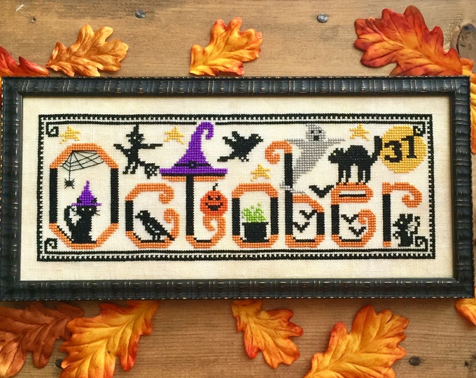 DIGITAL PDF Pattern: Spooky October Cross Stitch Digital Download by ...