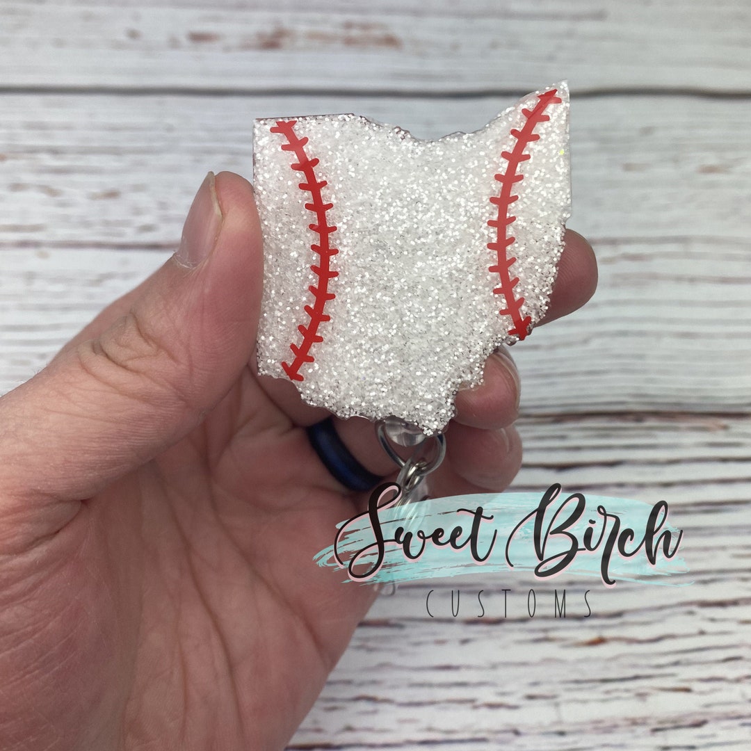TOPPER ONLY** Glitter Ohio Baseball Badge Reel | Interchangeable Blood ...