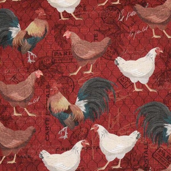 Rooster Fabric - Etsy