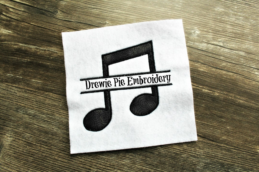 Applique Embroidery Design- Split Applique Music Notes - 2 Sizes ...
