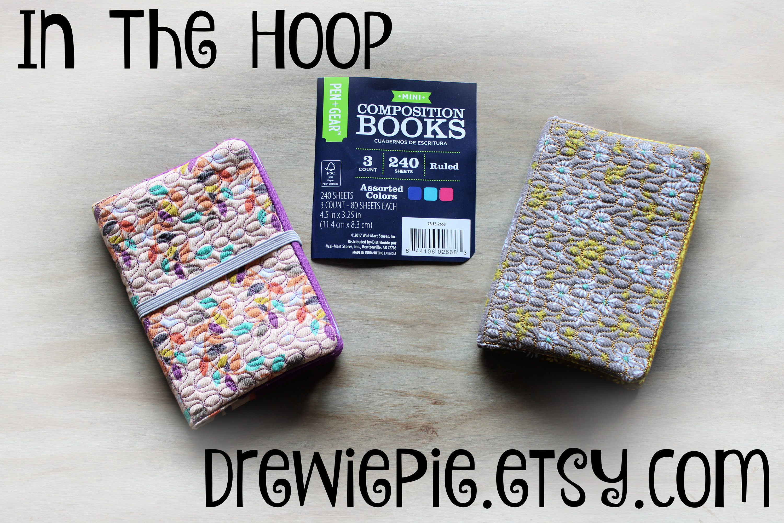 In the Hoop Embroidery Design -mini Composition Book Cover - Quilted ...