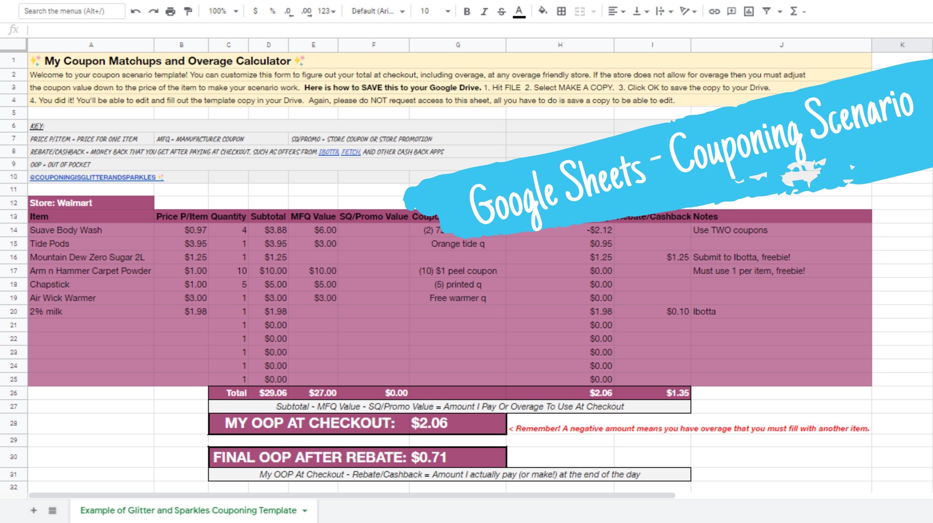 Coupon Binder Matchups & Overage Template Tool | Extreme Couponing ...