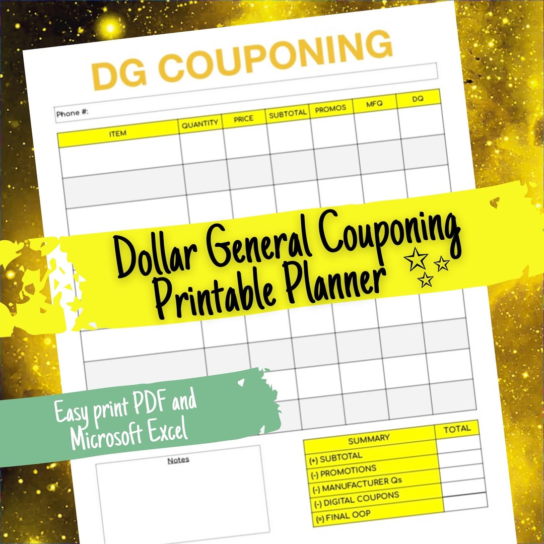 Dollar General Couponing Printable - Coupon Shopping Checkout Tracker ...