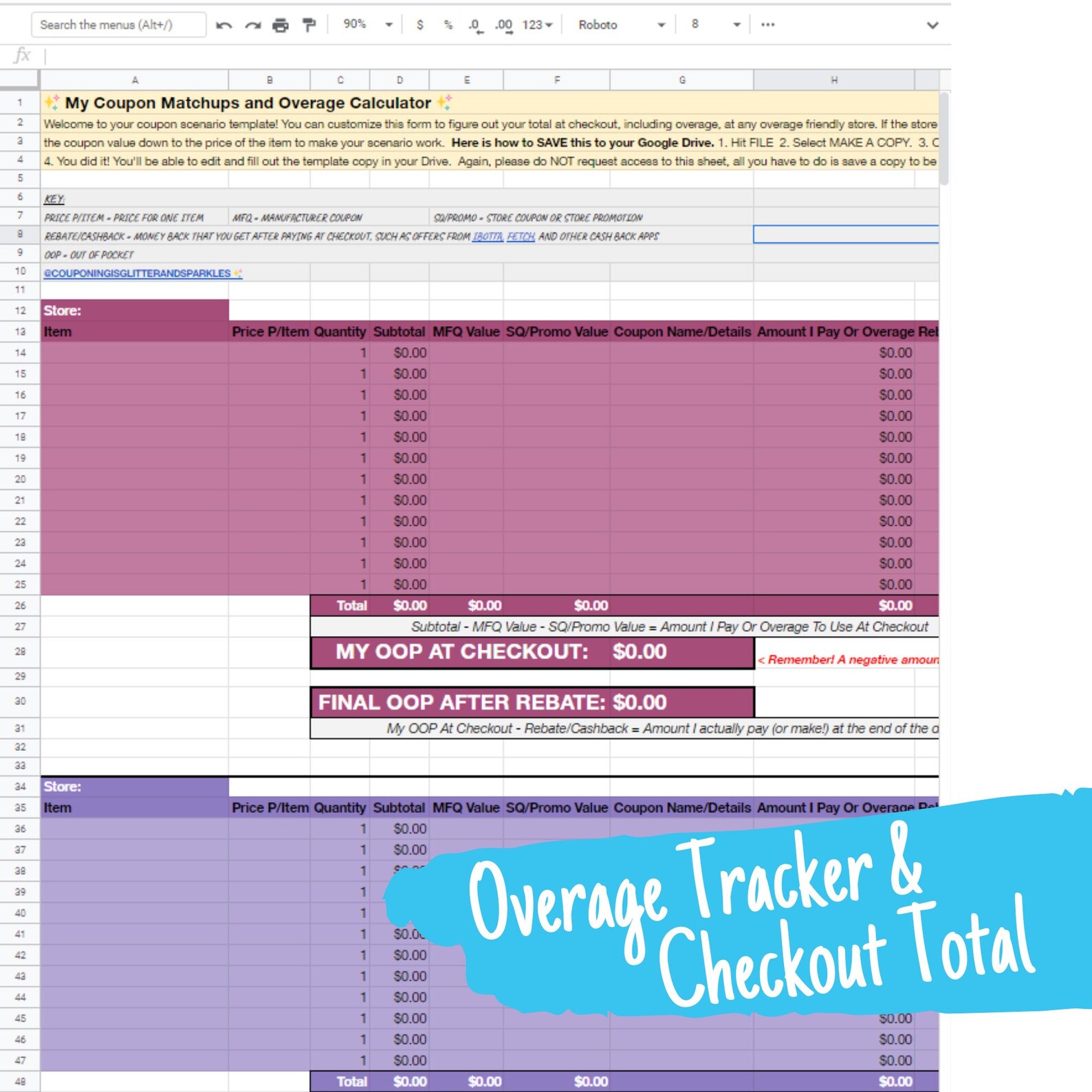 Coupon Binder Matchups & Overage Template Tool | Extreme Couponing ...