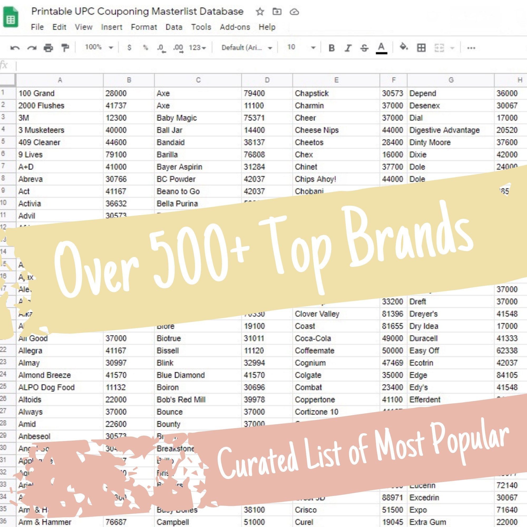 Couponing UPC Barcode Database Master List | Over 500 Essential Brand ...