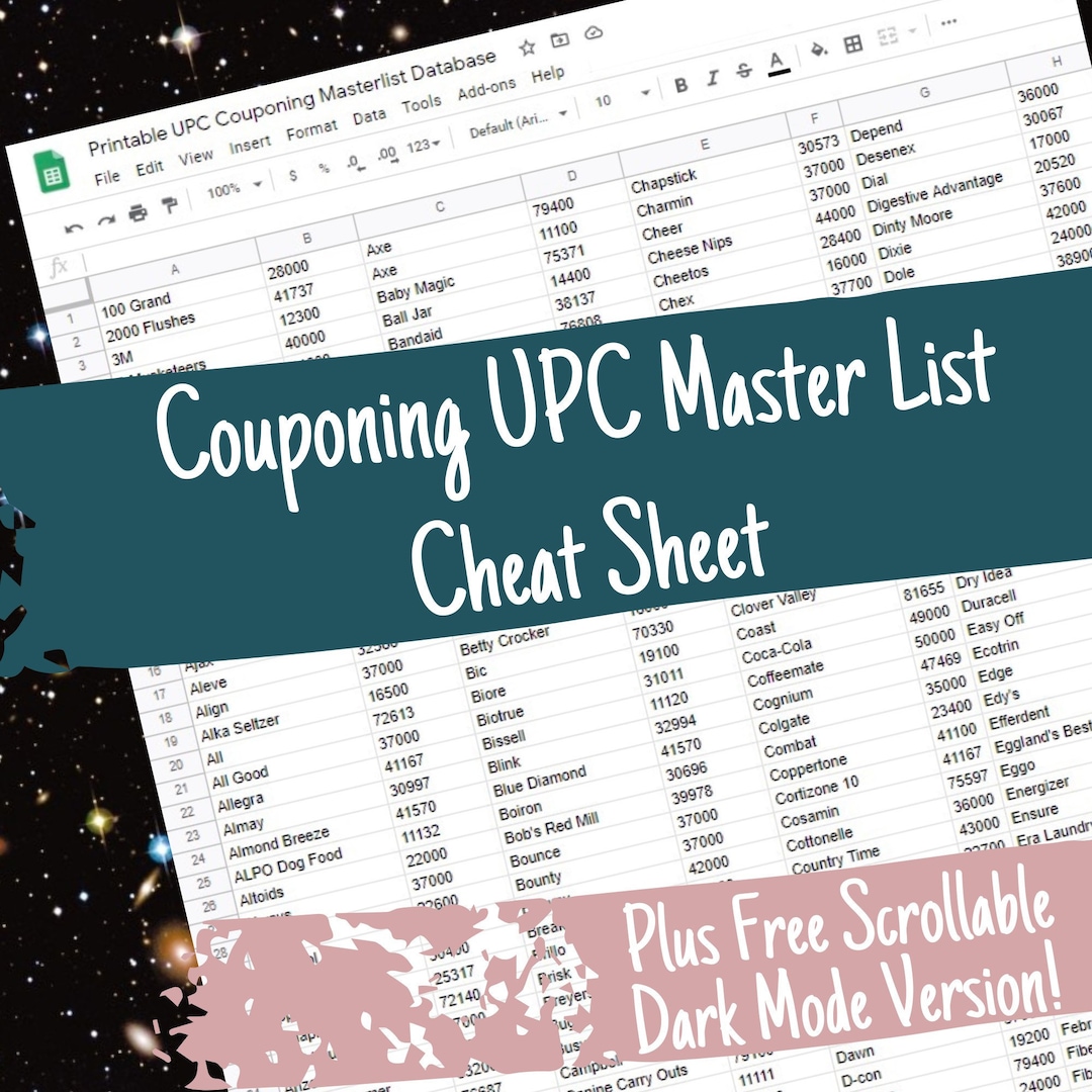 Couponing UPC Barcode Database Master List | Over 500 Essential Brand ...