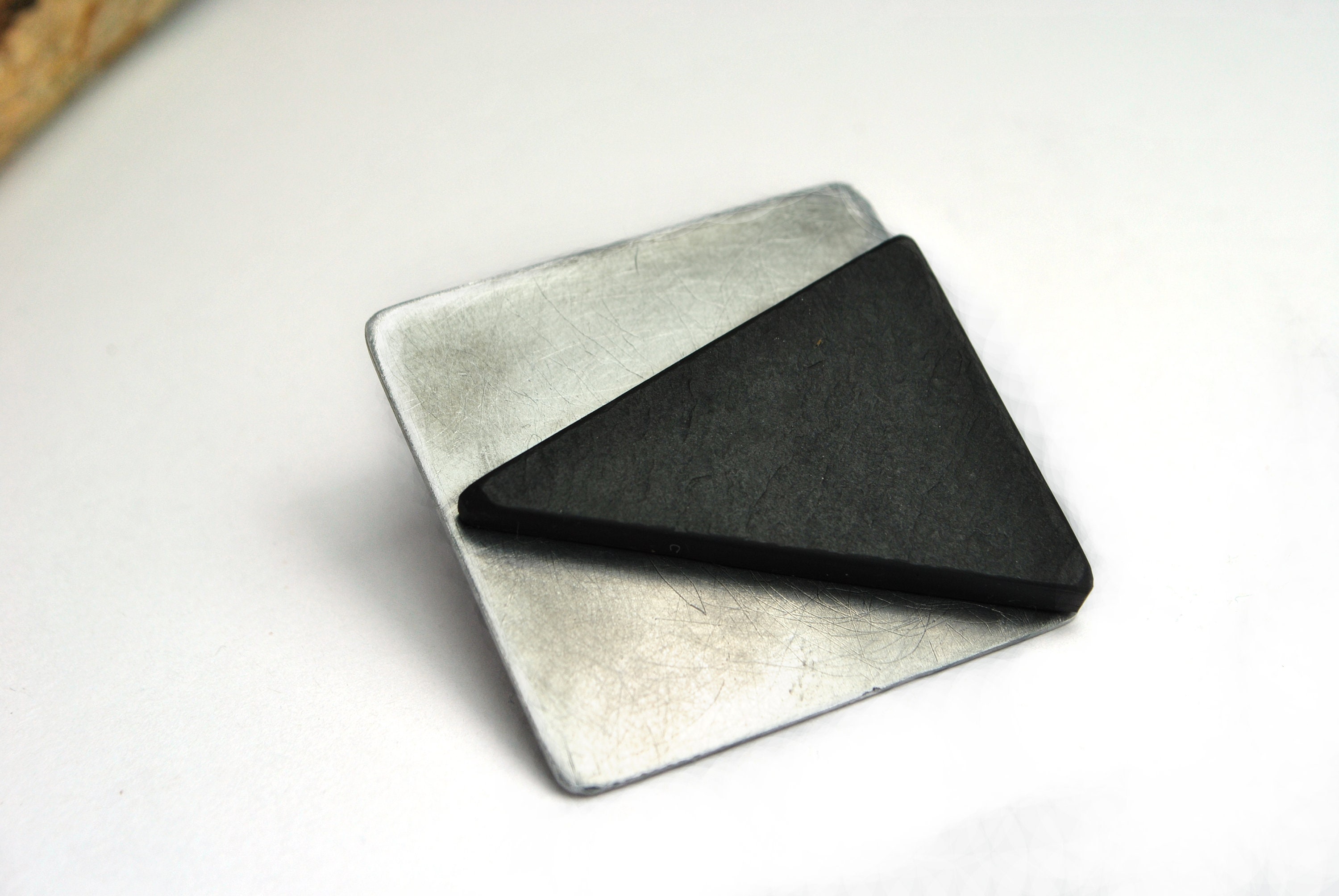 Aluminum and Slate Square Brooch, Contemporary and Alternative Jewelry ...