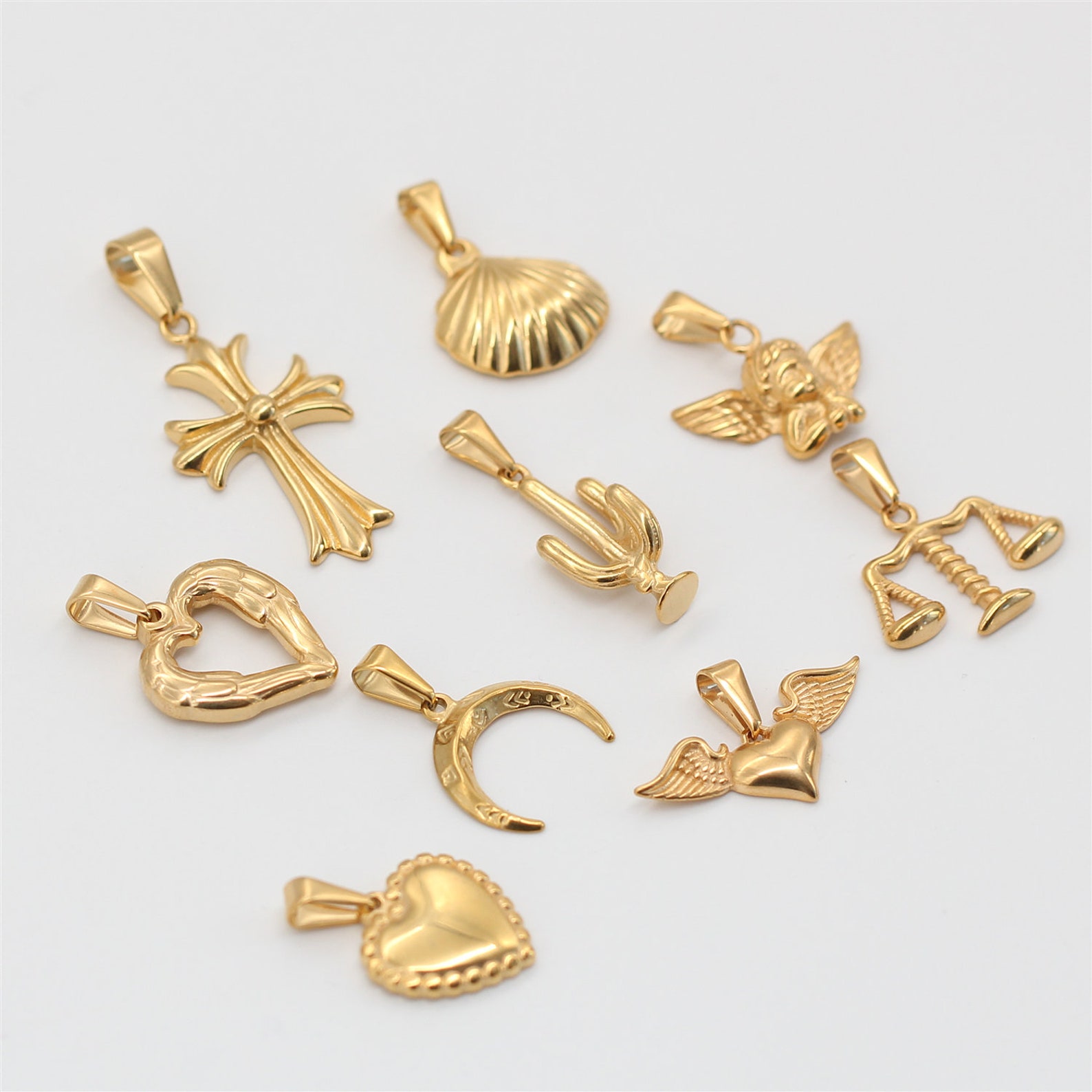 Gold Cherub Pendant Angle Face Necklace Charm Plate - Etsy