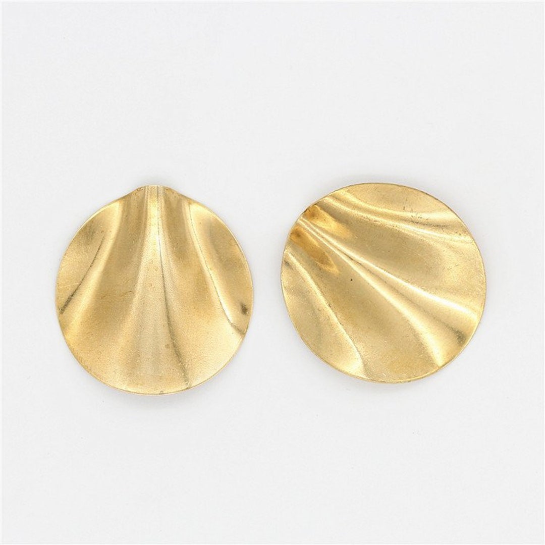 6pcs Wavy Disc Pendant Brass Disc Charms Brass Wavy Disc Jewelry ...