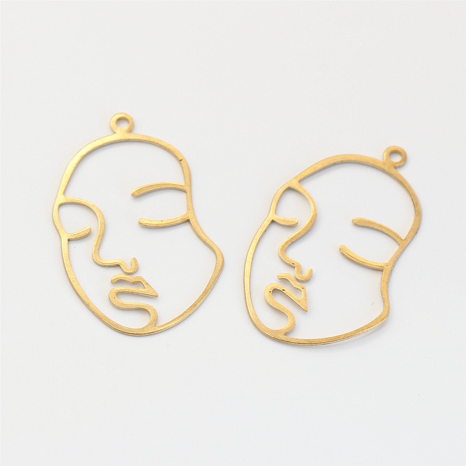 10pcs - Wire Face Charms - Face Pendant - Face Findings - Brass Face ...