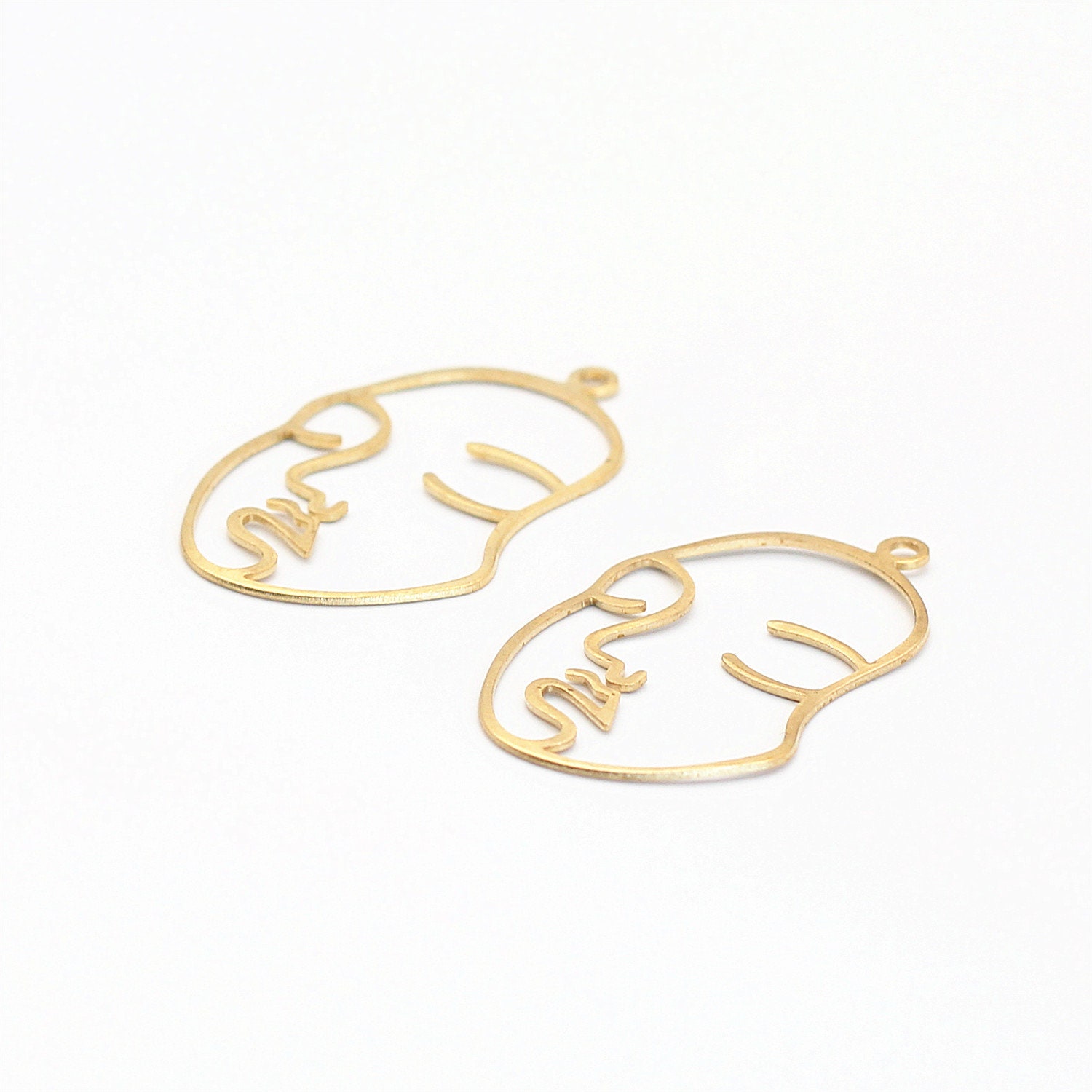 10pcs - Wire Face Charms - Face Pendant - Face Findings - Brass Face ...