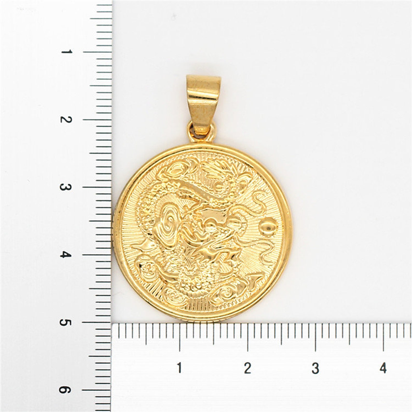 Gold Dragon Coin - Dragon Pendant - Round Dragon - Jewelry Making ...