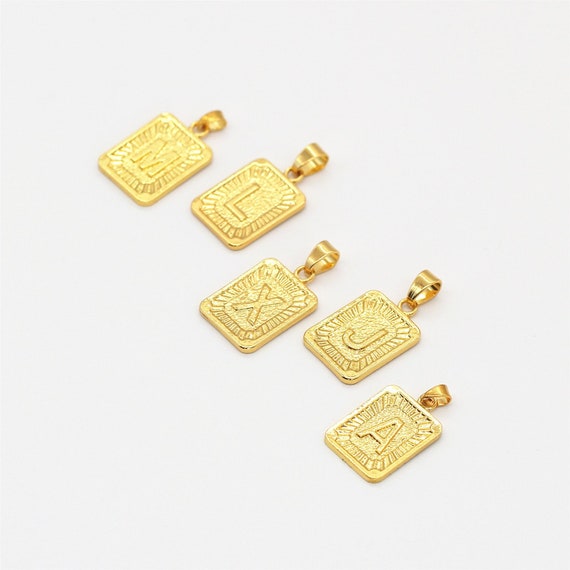 24mmx16mm Shiny Gold Square Letter Gold Plated Letters 26 | Etsy