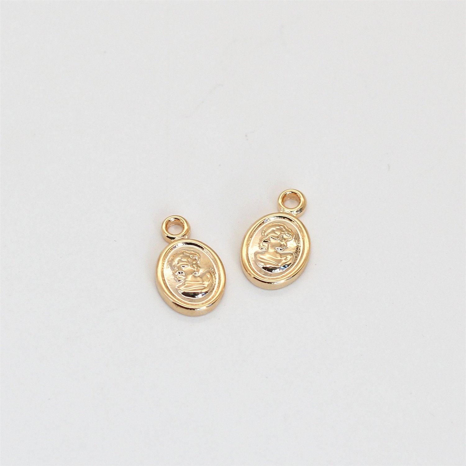 Gold Tiny Charm Earrings Pendant Gold Pendant Gold Coin - Etsy