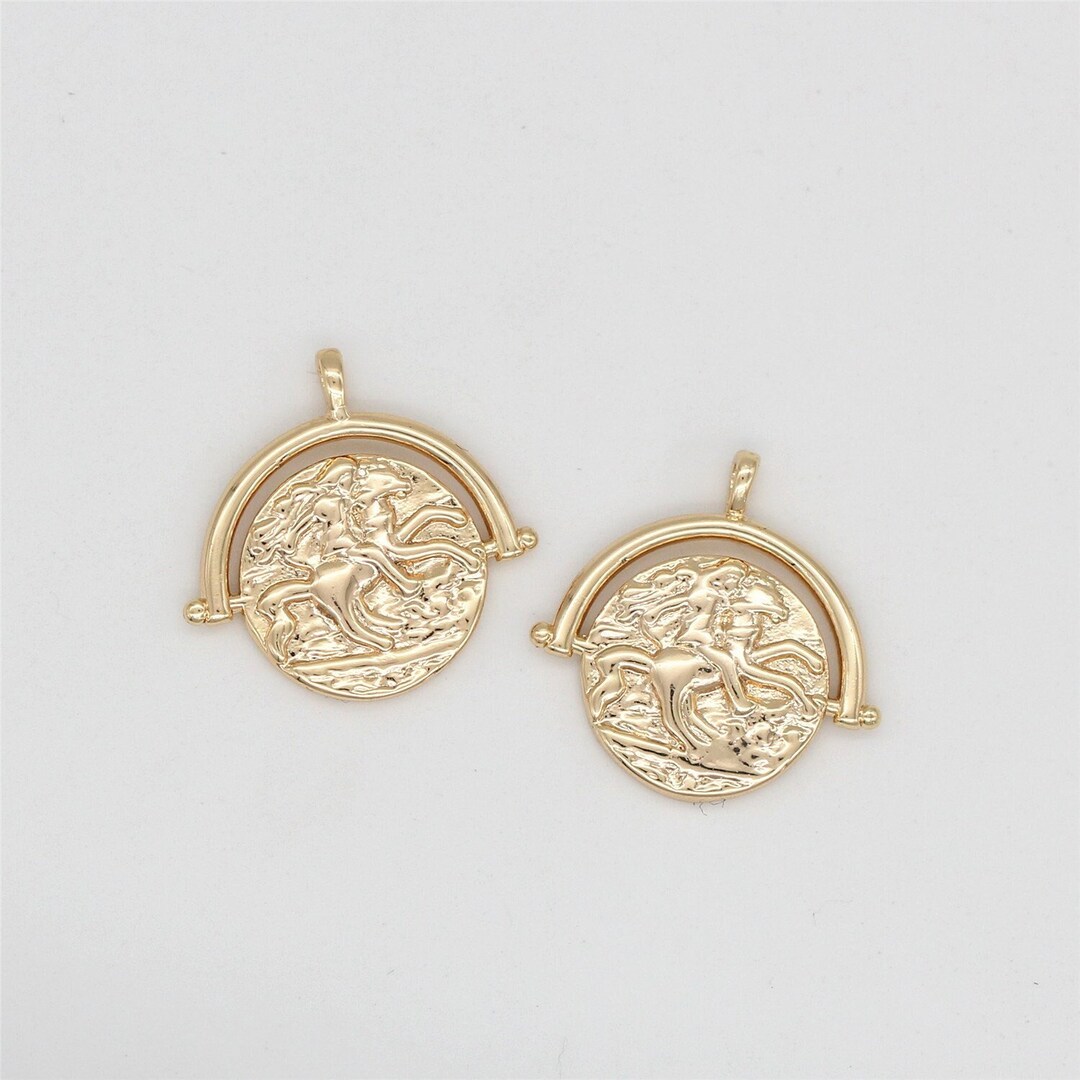 Gold Coin Charm - Minimalist Jewelry - Gold Pendant - Gold Charms ...