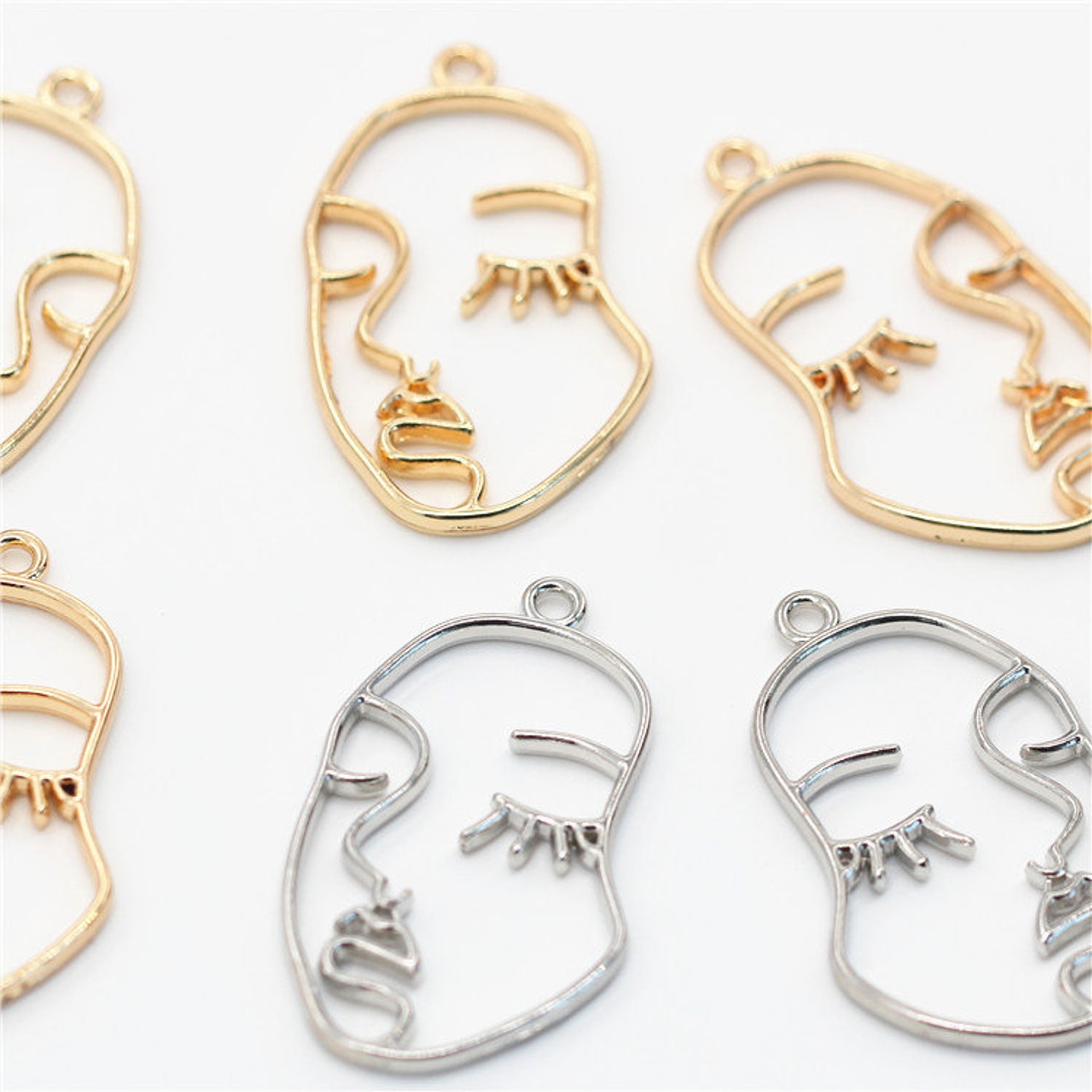 4pcs - Wire Face Charms - Face Pendant - Face Findings - Brass Face ...