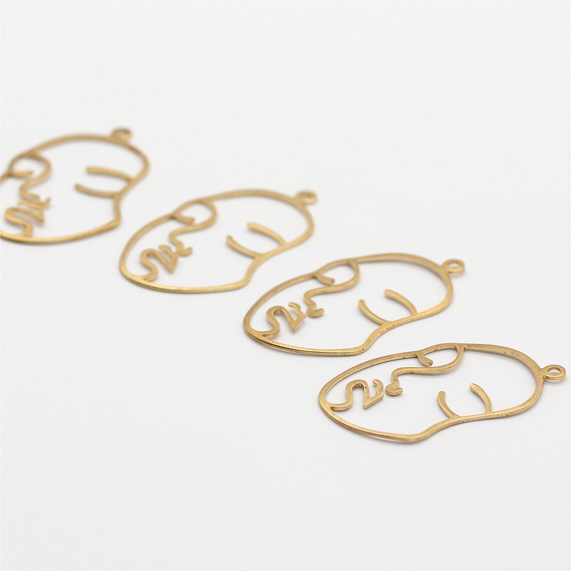 10pcs - Wire Face Charms - Face Pendant - Face Findings - Brass Face ...