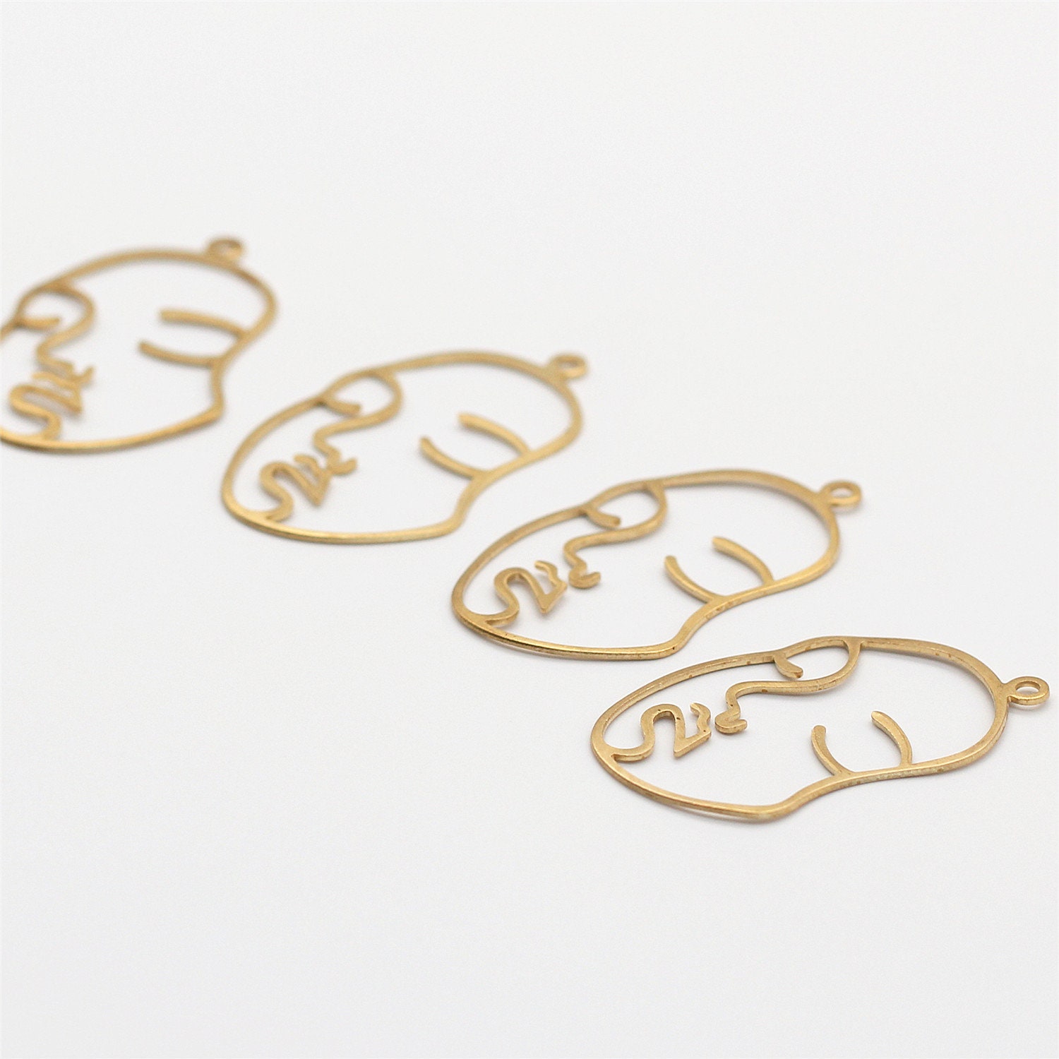 10pcs - Wire Face Charms - Face Pendant - Face Findings - Brass Face ...