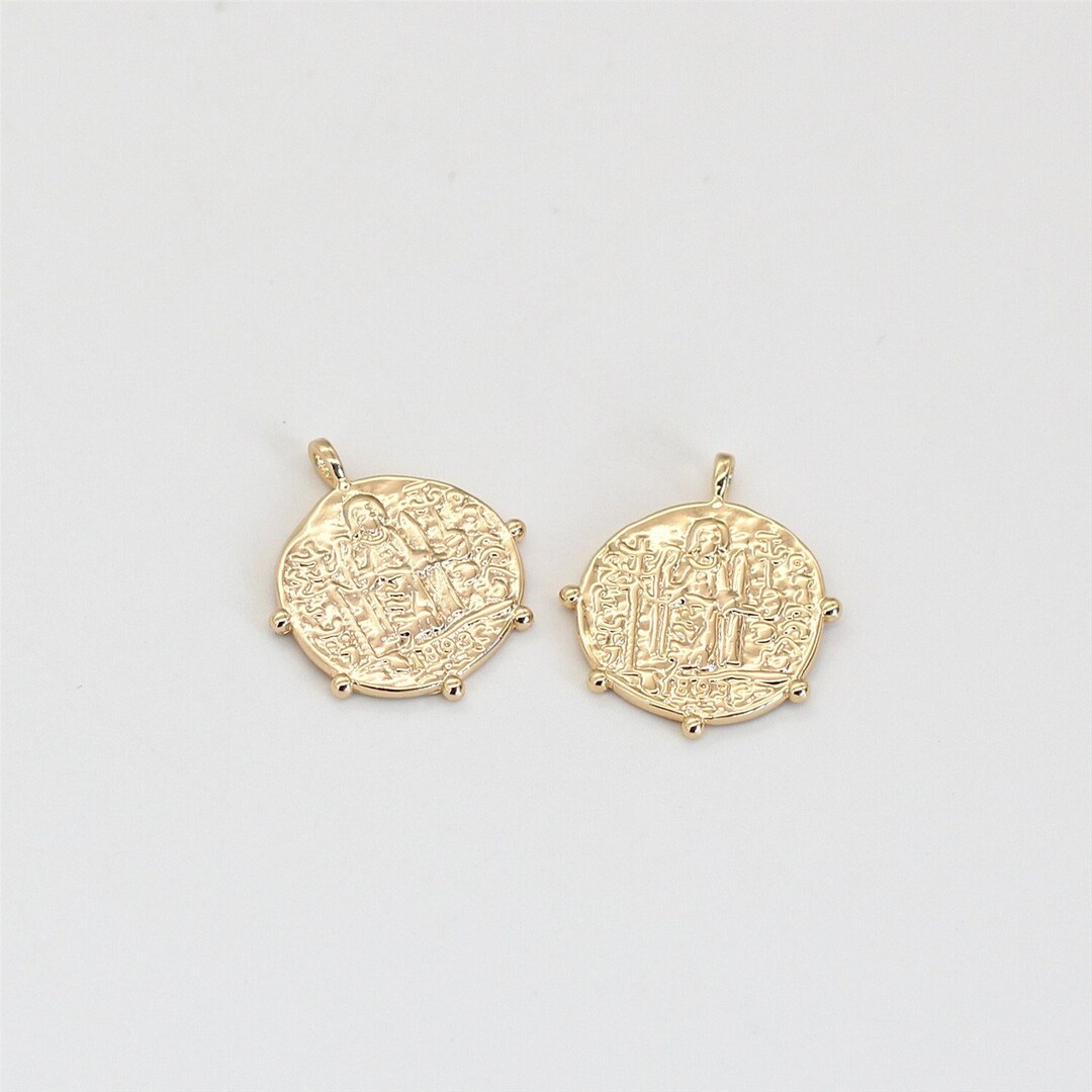 Gold Coin Charm - Minimalist Jewelry - Gold Pendant - Gold Charms ...