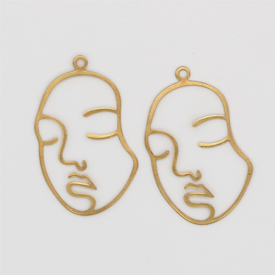 10pcs - Wire Face Charms - Face Pendant - Face Findings - Brass Face ...
