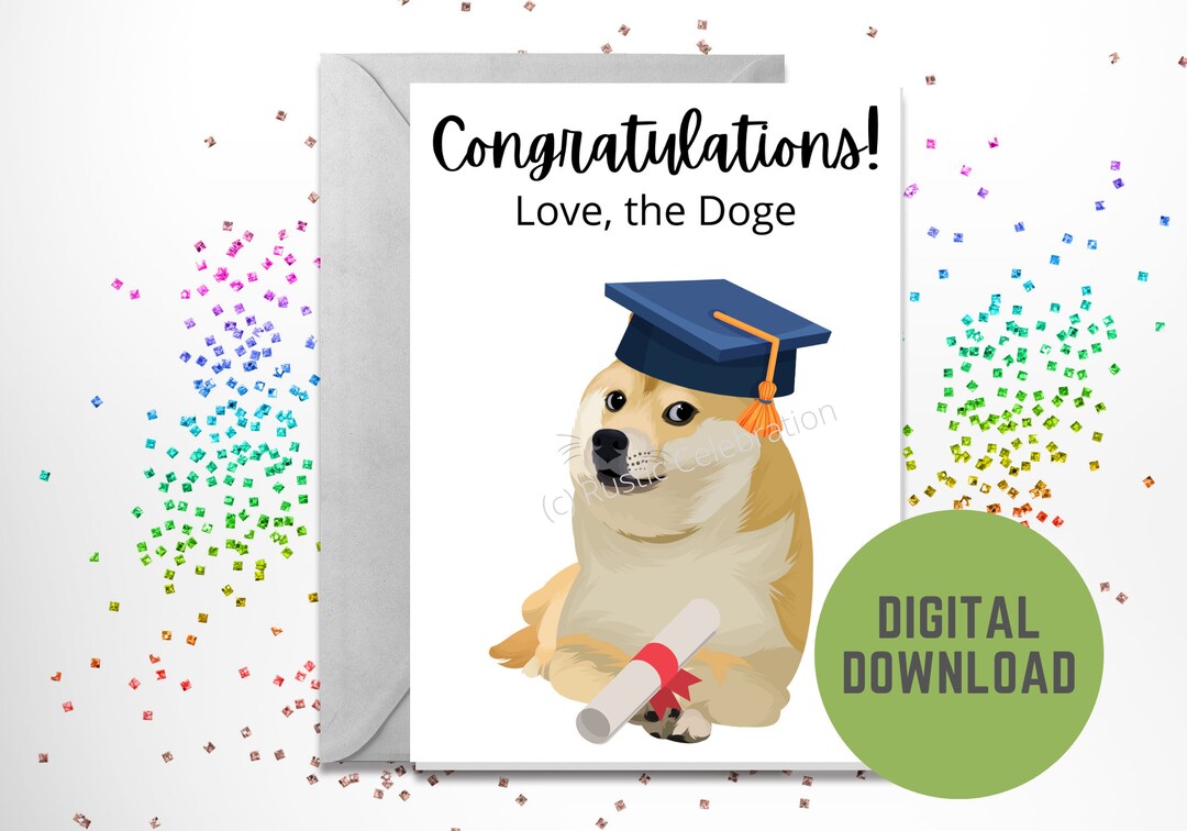 Dogecoin Graduation Card Doge Graduation Congratulations Card College ...