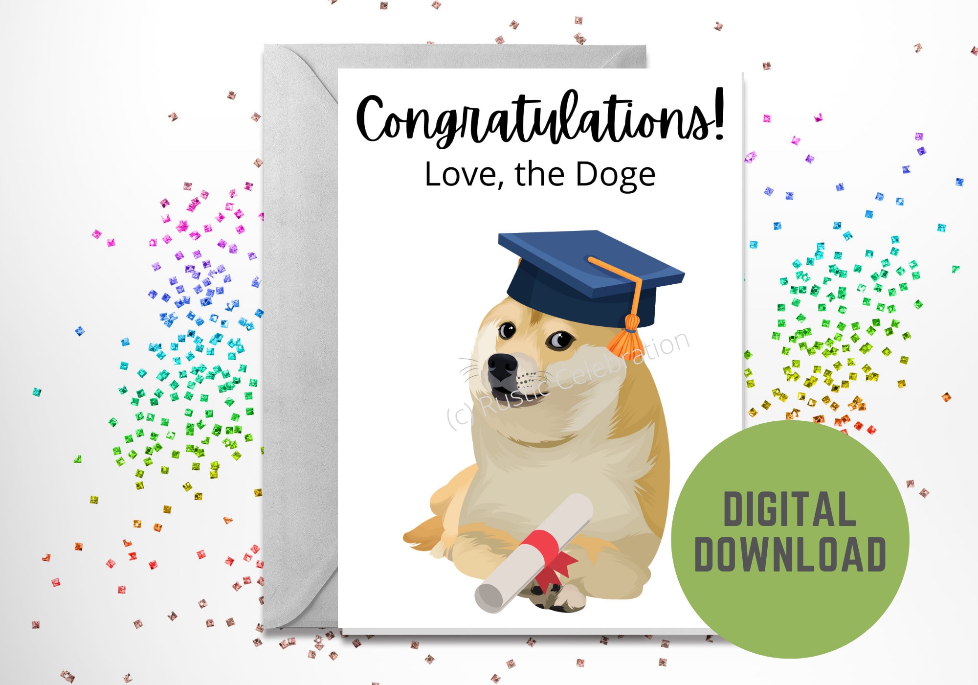 Dogecoin Graduation Card Doge Graduation Congratulations Card College ...