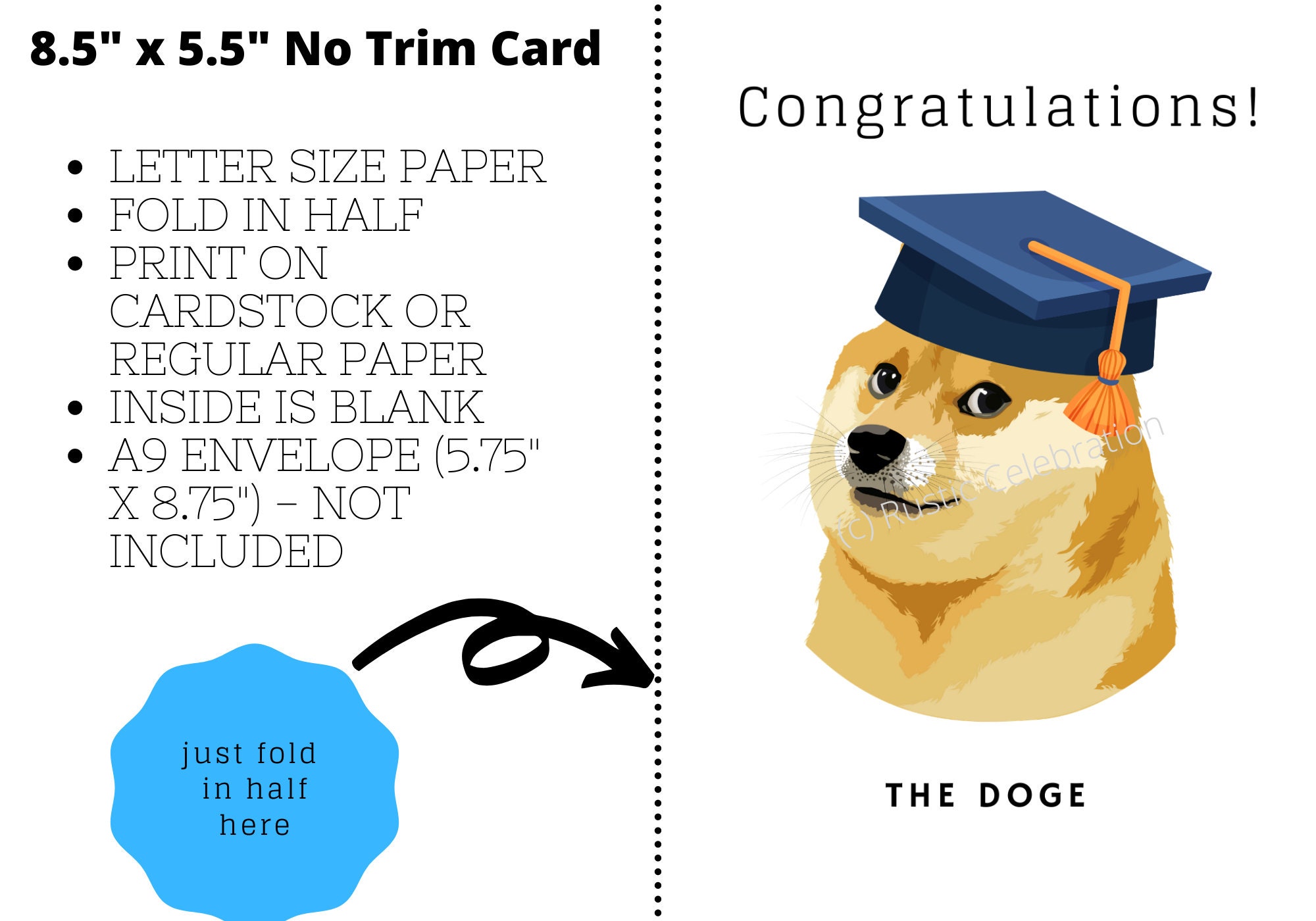 Dogecoin Graduation Card Doge Graduation Congratulations Card College ...