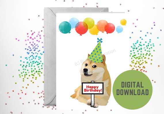 Dogecoin Birthday Card Funny Birthday Day Card Dogecoin - Etsy