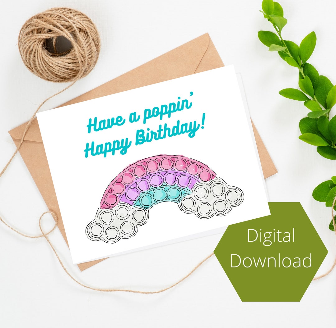 Fidget Toy Happy Birthday Card Kids Birthday Cards Pop It Greeting Card ...