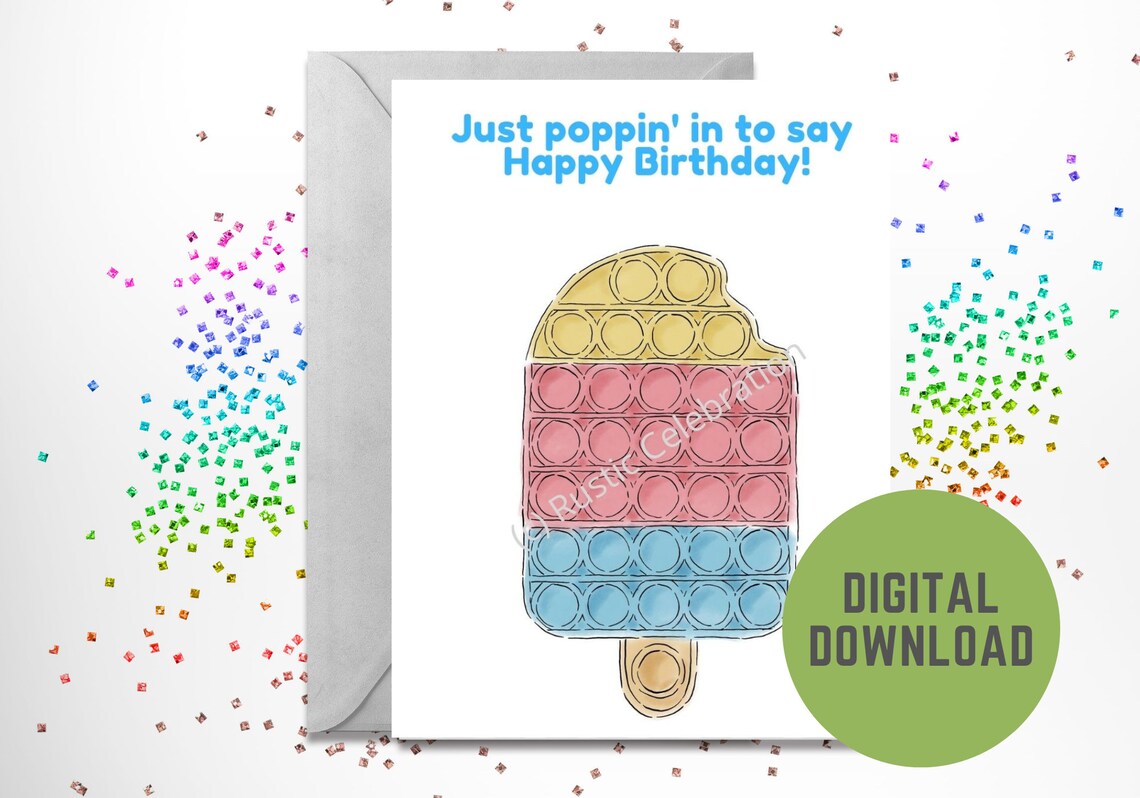 Fidget Toy Happy Birthday Card Kids Birthday Cards Pop It Fidget Toy ...