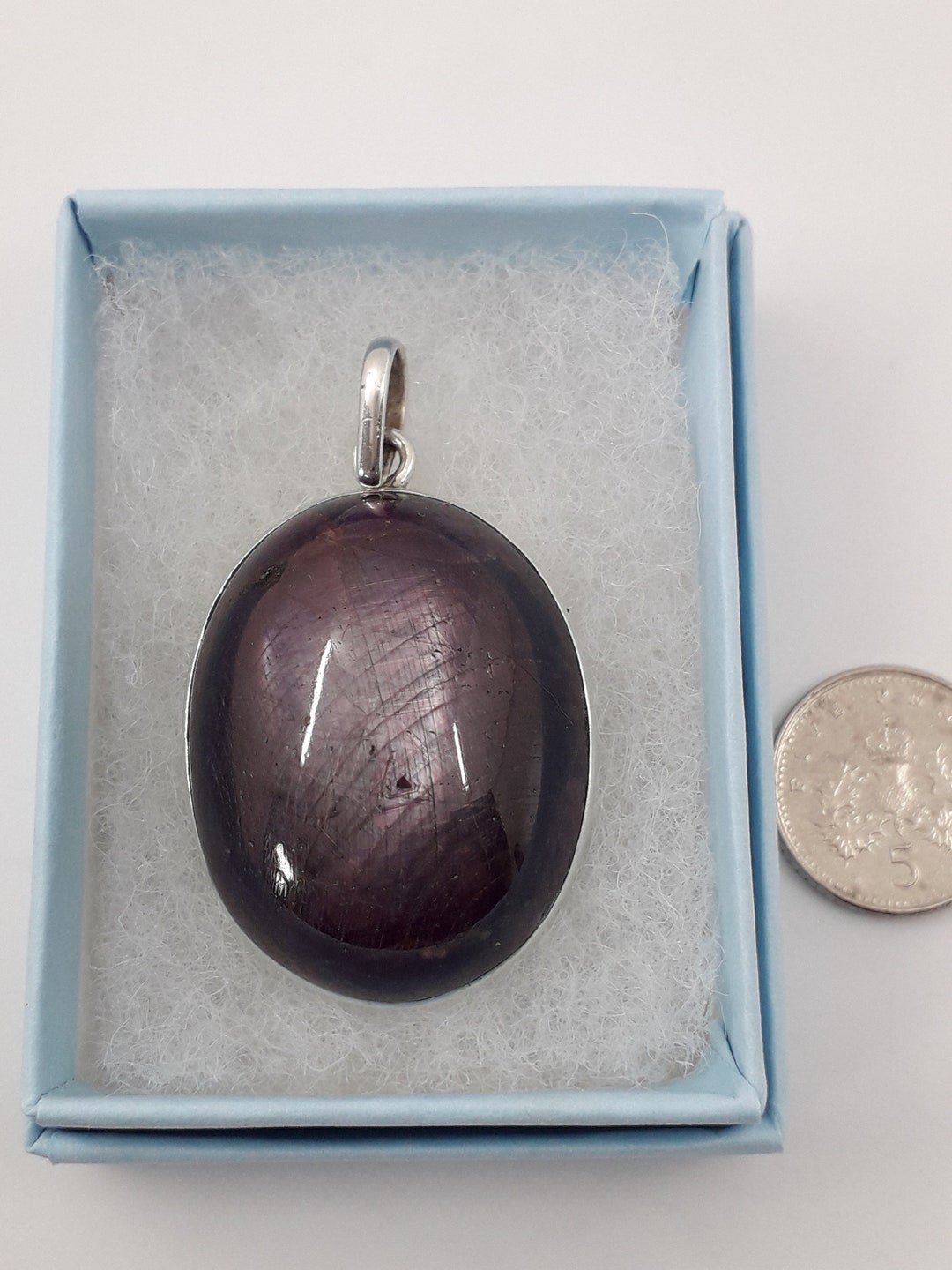 Star Ruby Pendant / Necklace Sterling Silver 925 Semi-pecious Stone ...