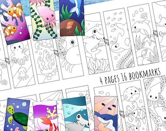 Printable Bookmarks for Kids, Set of 4 Bookmarks Summer Theme, Coloring ...