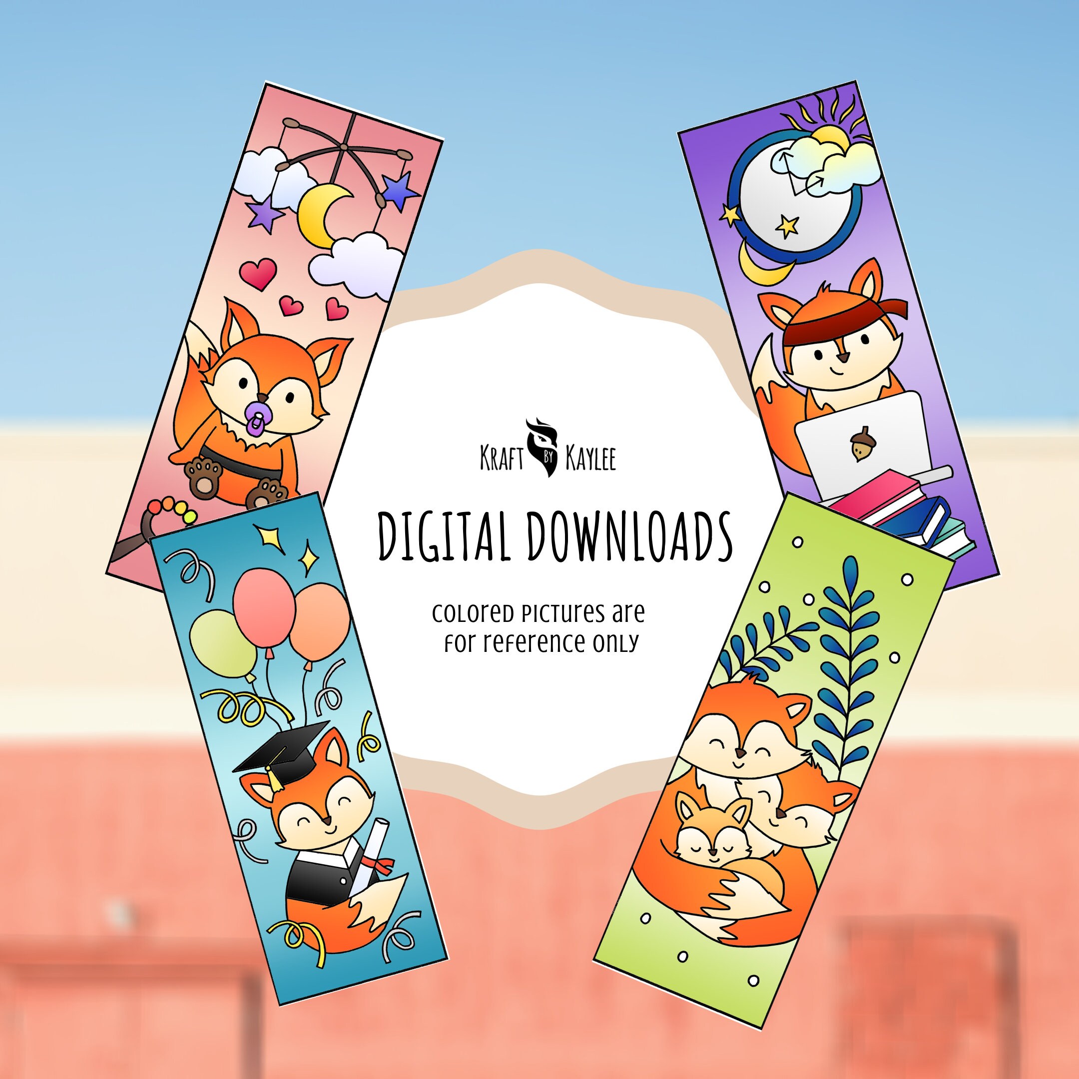 Baby Fox Coloring Bookmarks set of 4, PDF Download Coloring Bookmarks ...
