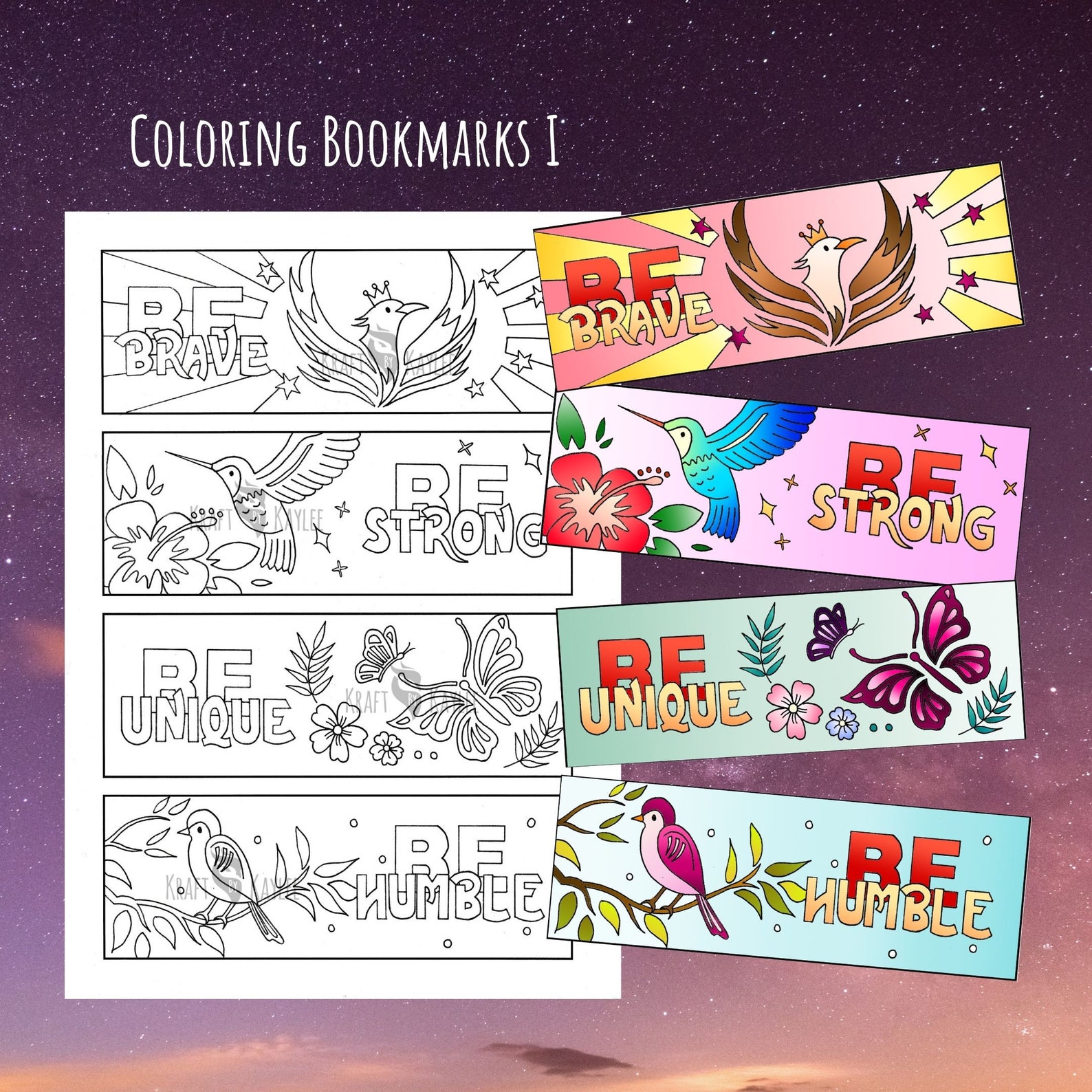 BE Positive Coloring Bookmarks (set of 8), PDF Download Coloring Pages ...