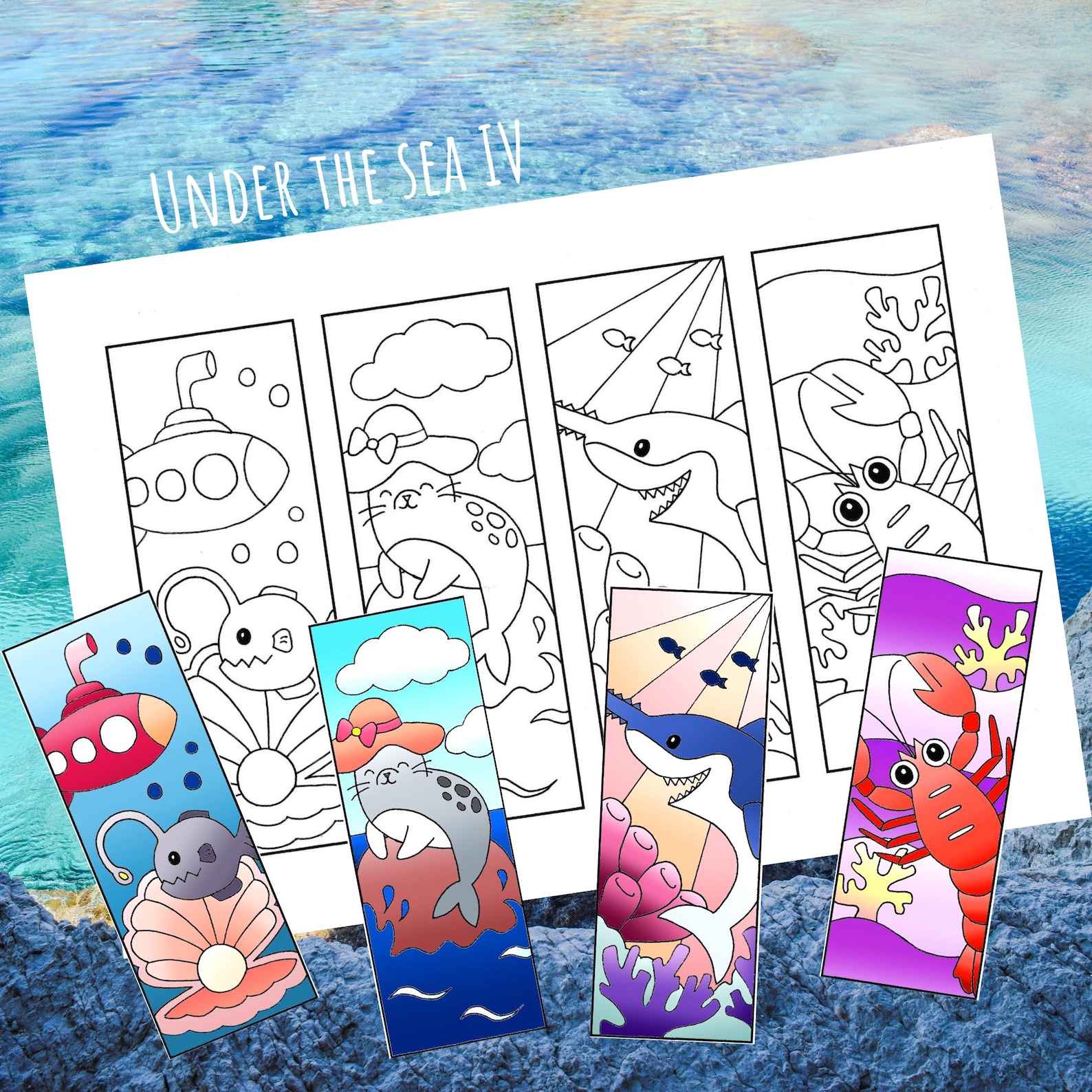 Under the Sea Coloring Bookmarks (set of 16), PDF Download Coloring ...