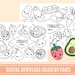 Fruits and Vegetables Coloring Pages (set of 2), Cute Kawaii Coloring ...