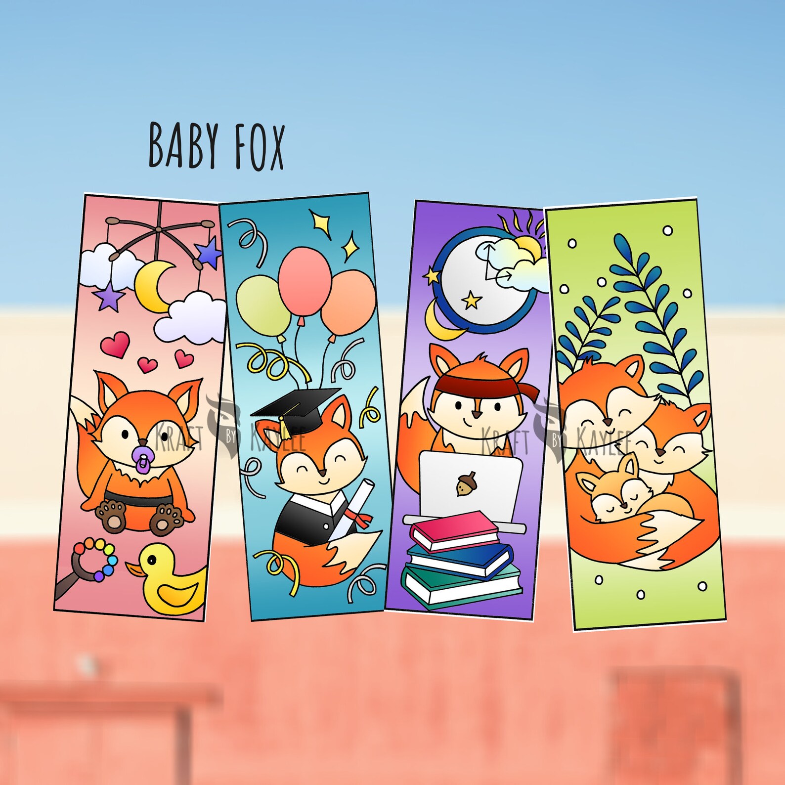 Baby Fox Coloring Bookmarks set of 4, PDF Download Coloring Bookmarks ...